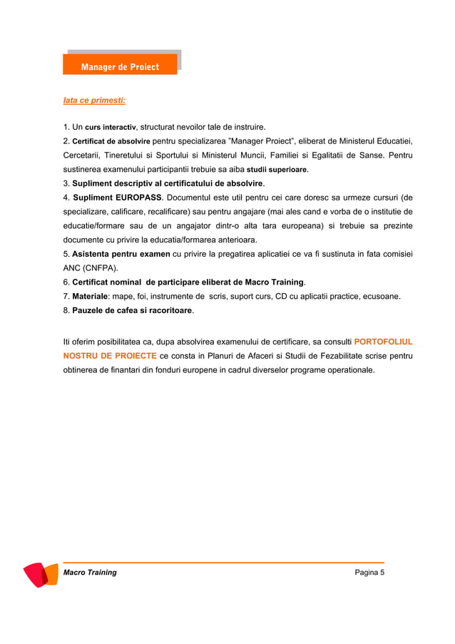 Cursuri Manager de Proiect | PDF