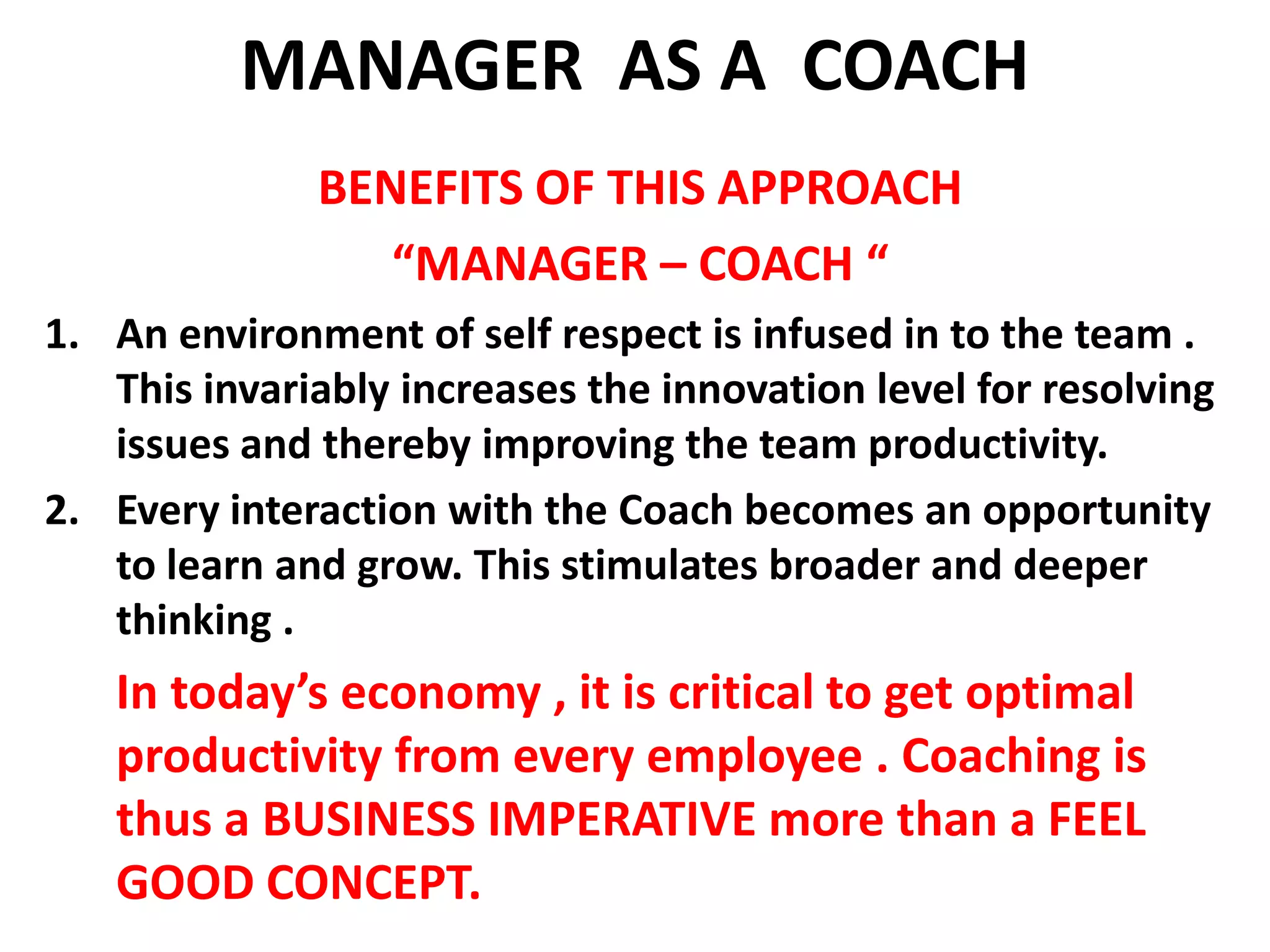 Manager As A Coach A Ppt Presentation C.Eashwer | PPTX