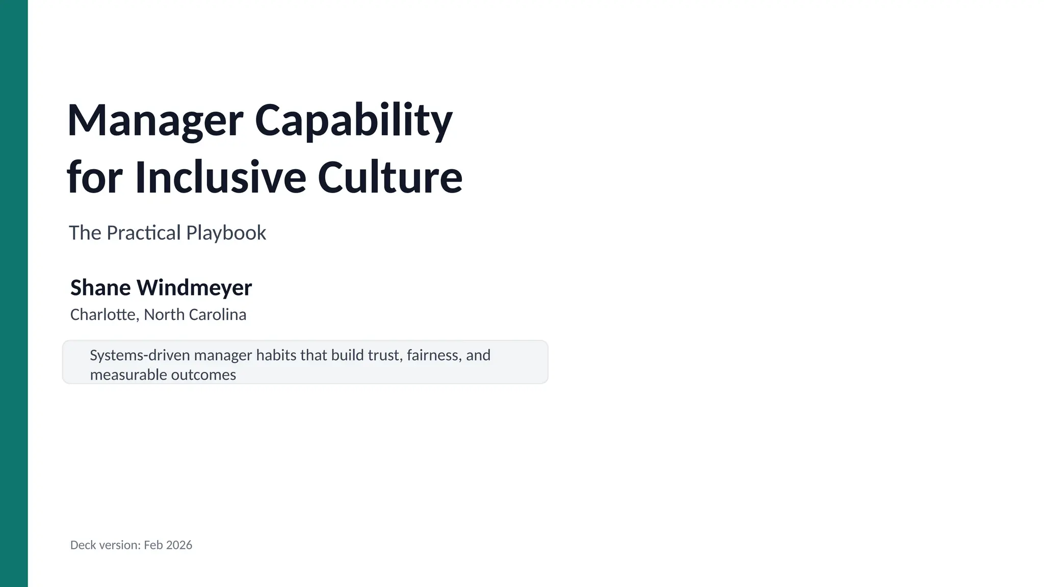 Manager Capability for Inclusive Culture: The Practical Playbook by ...