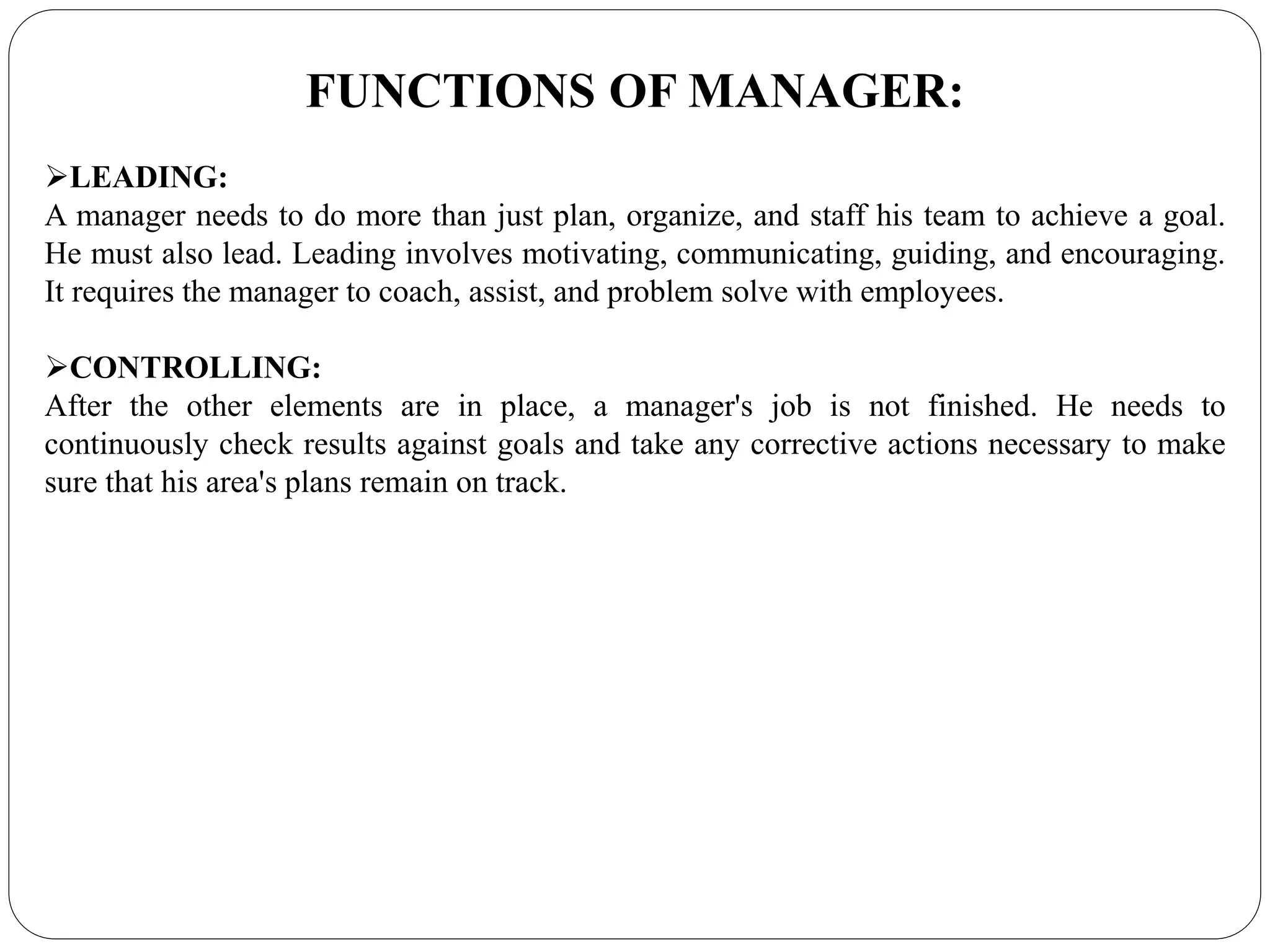 Manager (function, roles, skills, and activities) | PPTX