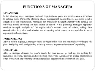 Manager (function, roles, skills, and activities) | PPTX