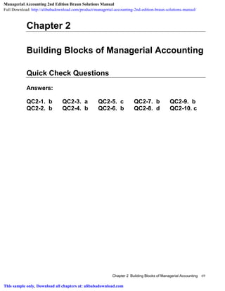 Managerial Accounting 2nd Edition Braun Solutions Manual | PDF
