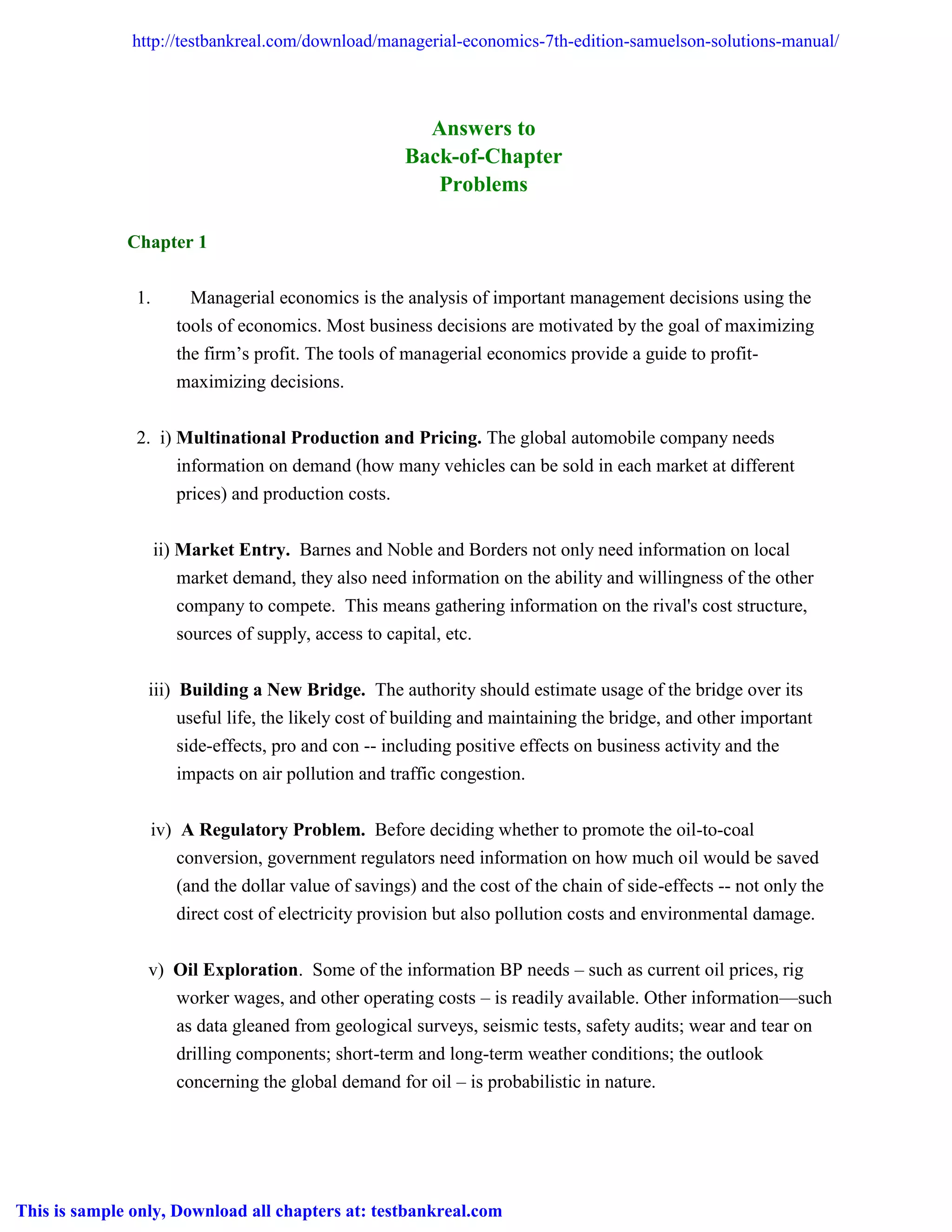 Managerial Economics 7th Edition Samuelson Solutions Manual | PDF