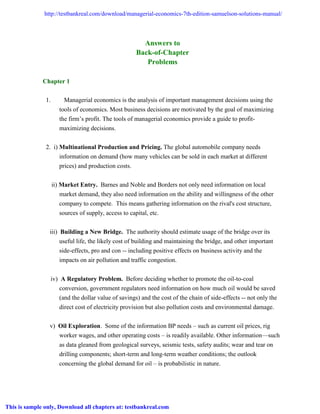 Managerial Economics 7th Edition Samuelson Solutions Manual | PDF