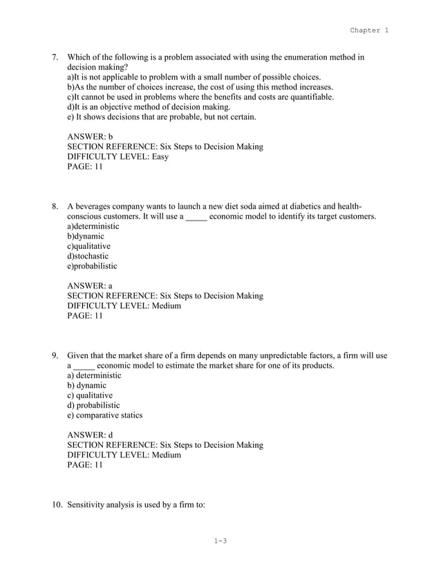 Managerial Economics 7th Edition Samuelson Test Bank | PDF