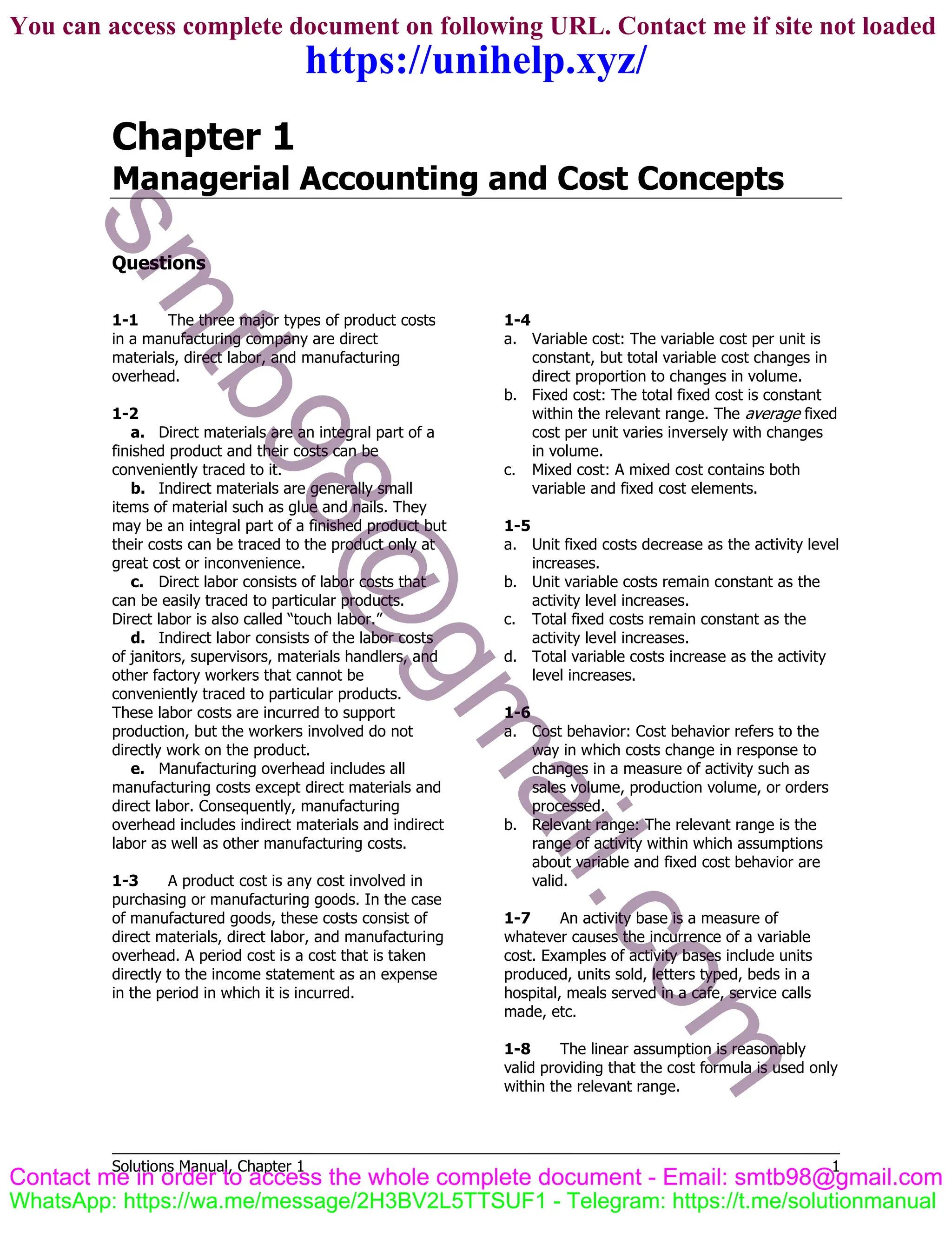 Solutions for Problems in Managerial Accounting, 17th Edition (Garrison & Noreen) | PDF