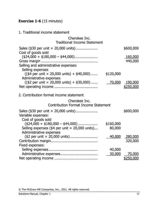 Solutions for Problems in Managerial Accounting, 17th Edition (Garrison & Noreen) | PDF