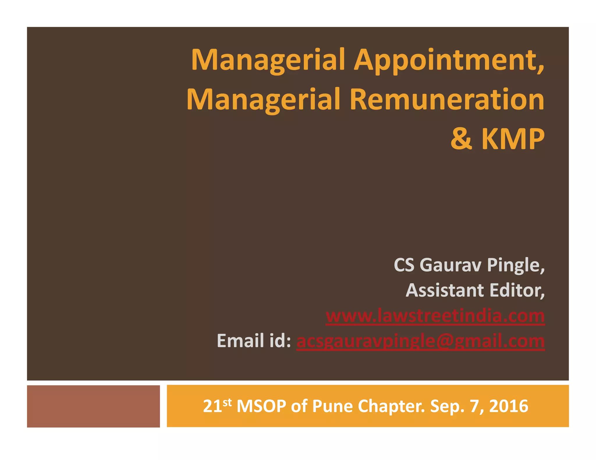 Managerial Appointment, Managerial Remuneration & KMP Appointment | PPT
