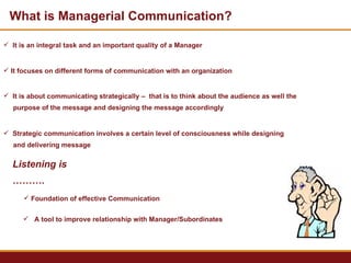 Managerial Communication | PPT | Business | Business and Finance