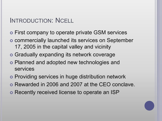 Ncell Company Profile - Presentation | PPTX