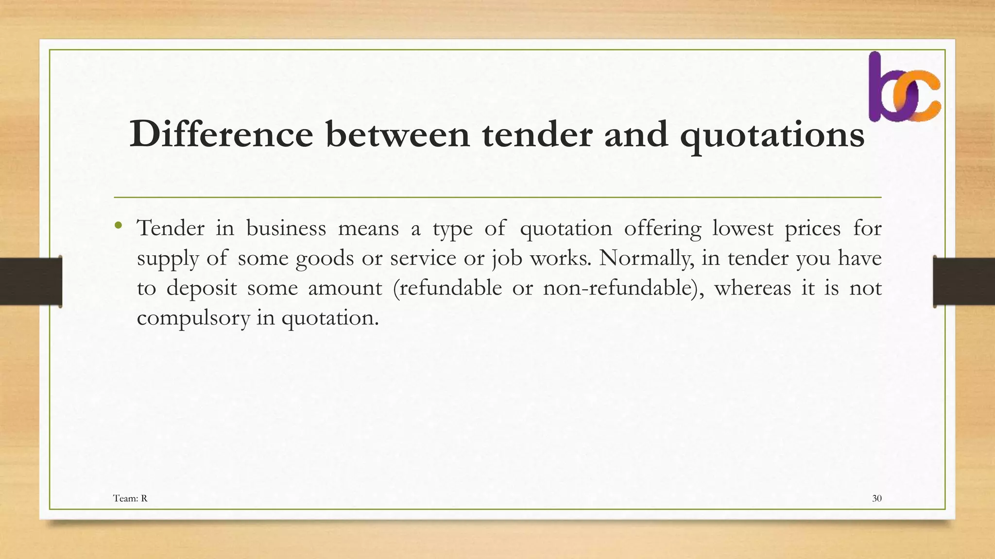 Cover Letter, Quotations, Tender & E-Tender | PPTX