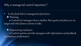 Managerial control | PPTX | Executive Leadership & Management | Business