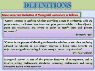 Managerial Control By Rajendra Nath Naik | PPTX