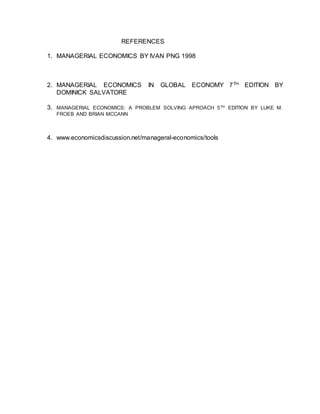 MANAGERIAL ECONOMICS FIVE TOOLS | DOCX