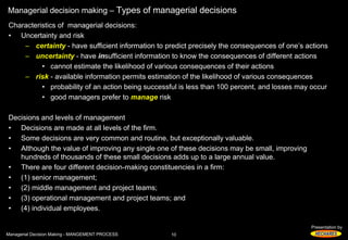 Managerial Decision Making - MANAGEMENT PROCESS | PDF