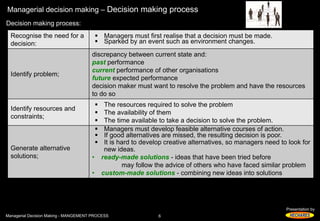 Managerial Decision Making - MANAGEMENT PROCESS | PDF