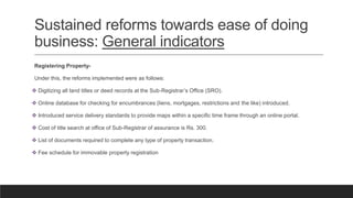 Sustained Business Reforms and Ease of Doing Business in India | PPT