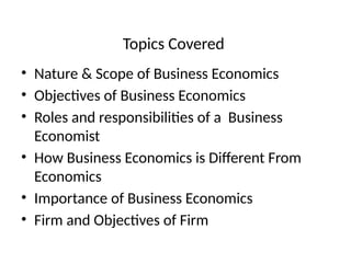 Managerial Economics.pptx Principles of Business economics | PPTX
