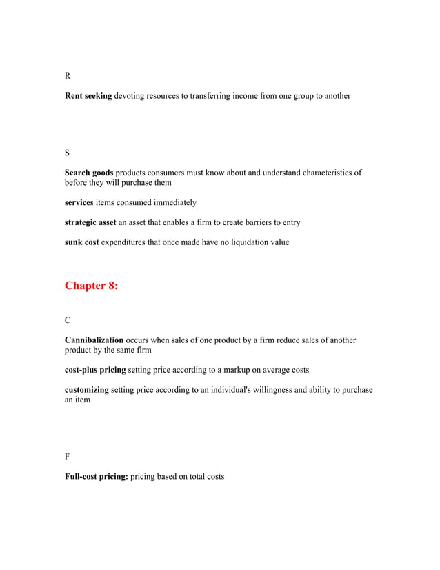 Managerial Economics key terms | DOC | Business | Business and Finance