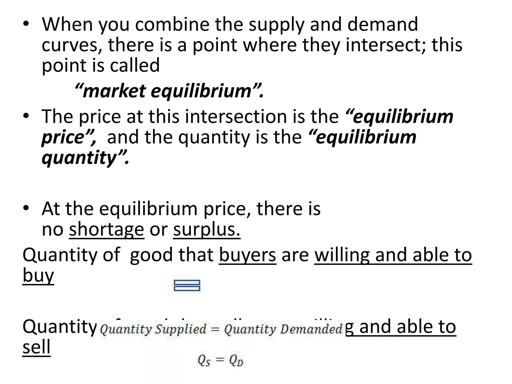 DEMAND AND SUPPLY THEORY AND MARKET EQUILIBRIUM | PPTX | Commodities ...
