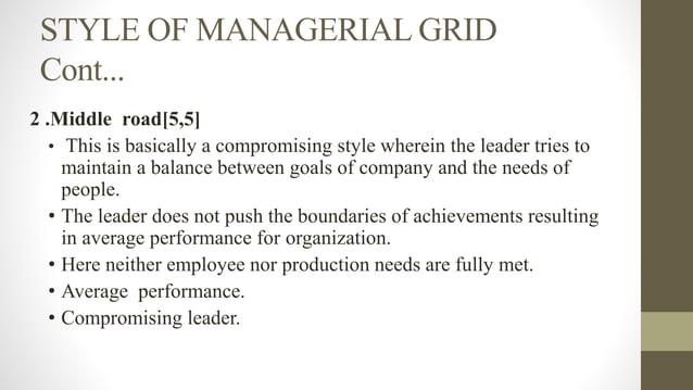 Managerial grid theory ppt | PPTX | Executive Leadership & Management ...