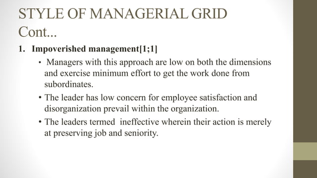 Managerial grid theory ppt | PPTX | Executive Leadership & Management ...