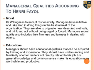 Managerial Qualities Henry fayol & Fulmer | PPT