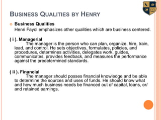 Managerial Qualities Henry fayol & Fulmer | PPT