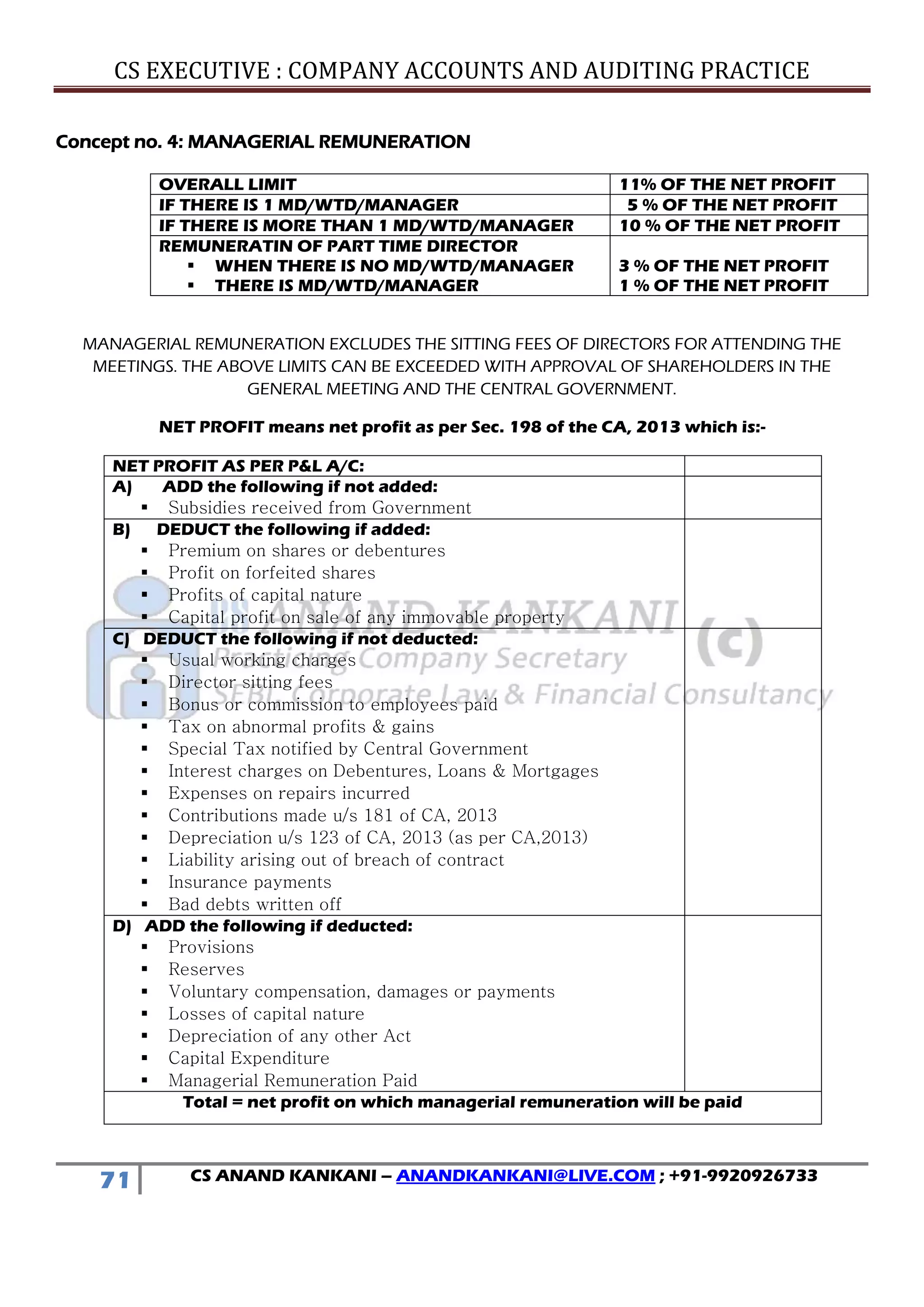 Managerial Remuneration | PDF