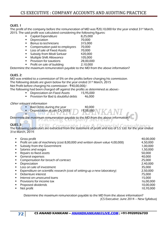 Managerial Remuneration | PDF