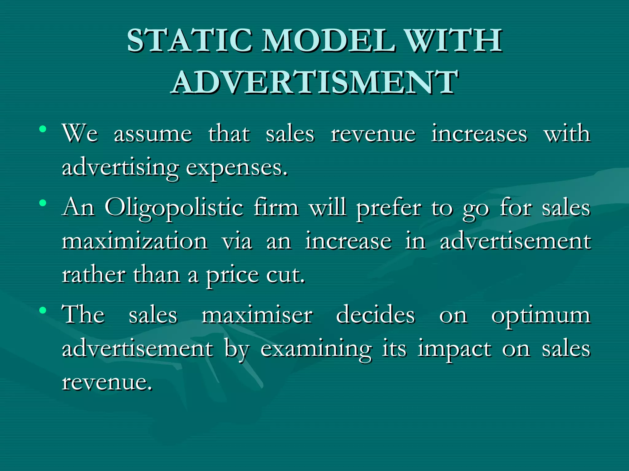 Boumals theory of sales maximisation | PPT