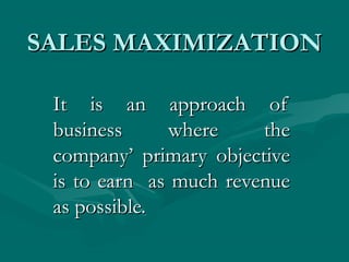 Boumals theory of sales maximisation | PPT