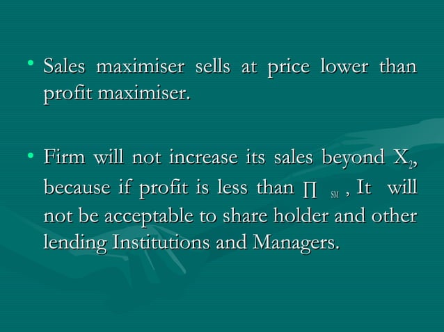 Boumals theory of sales maximisation | PPT