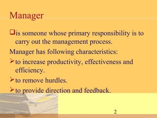 Manager, leader, efficiency and efffectiveness | PPT
