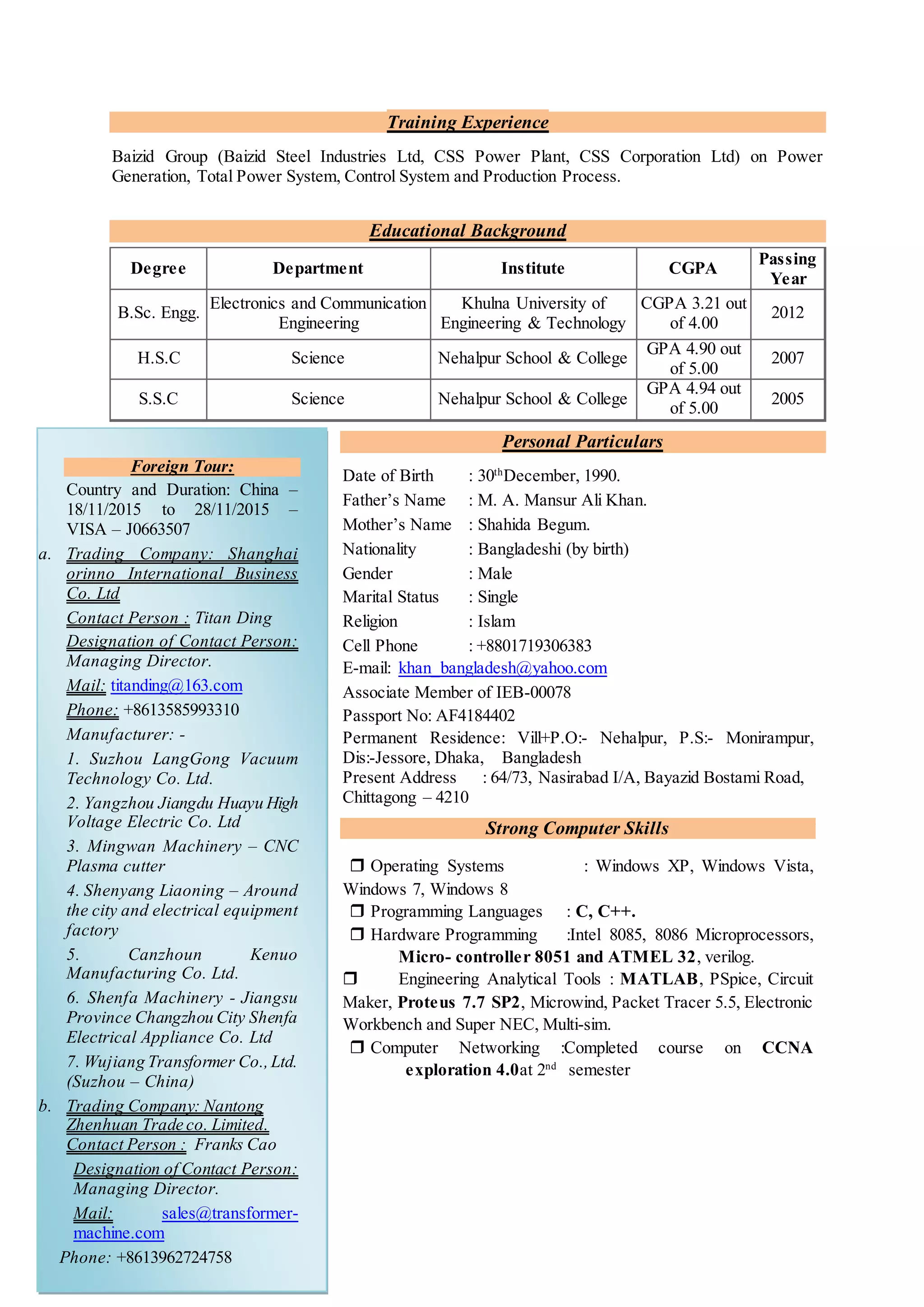 Manager masud khan cv new | DOCX