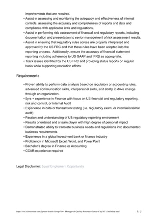 Manager of Quality Assurance | PDF