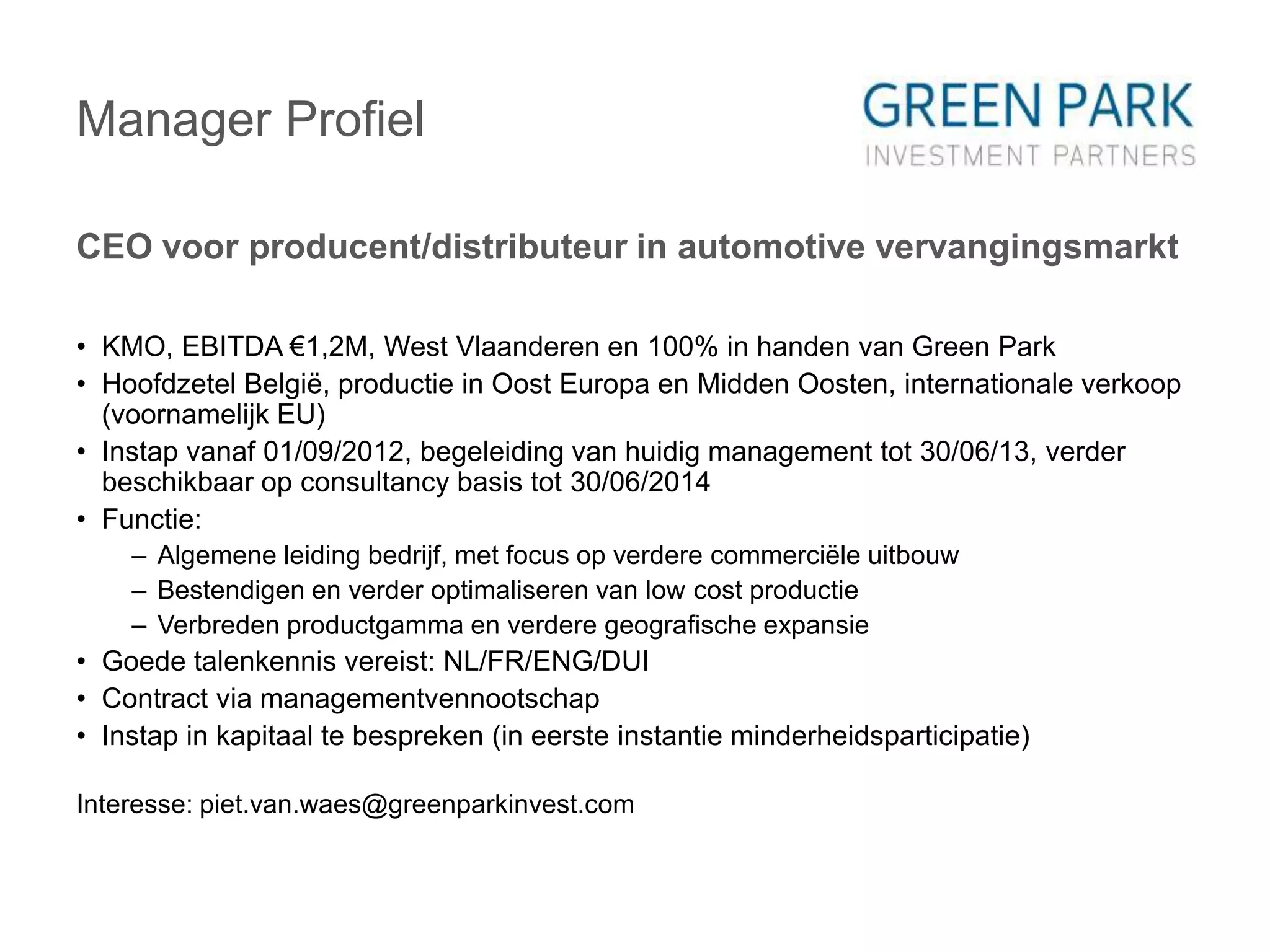 Manager Profile | PPTX