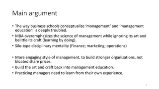 Managers not MBAs, Diverse roles, complex tasks, people-focused ...