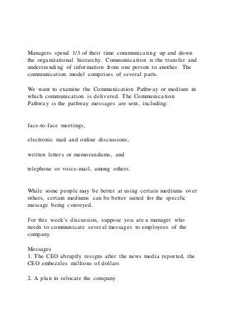 Managers spend 13 of their time communicating up and down the o | PDF