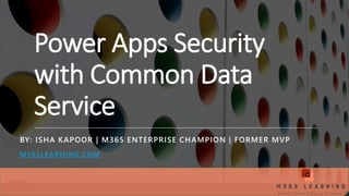 Manage security in Model-app Power App with Common data service | PPT