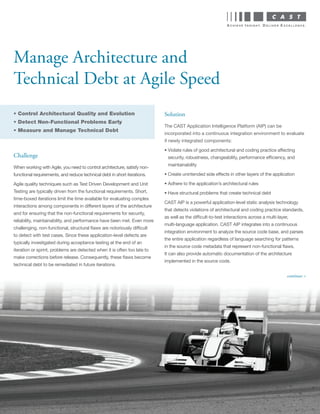 Agile Management of Tech Debt and Architecture with CAST | PDF