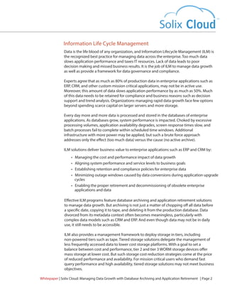 Solix Cloud – Managing Data Growth with Database Archiving and ...
