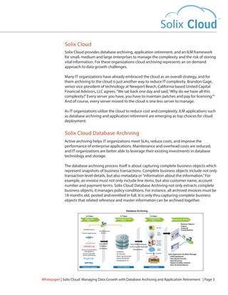 Solix Cloud – Managing Data Growth with Database Archiving and Application Retirement | PDF