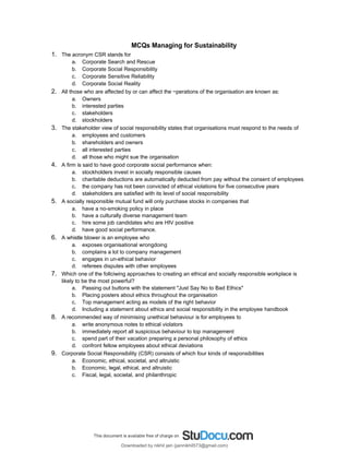 Managing for-sustainability-mcq | PDF