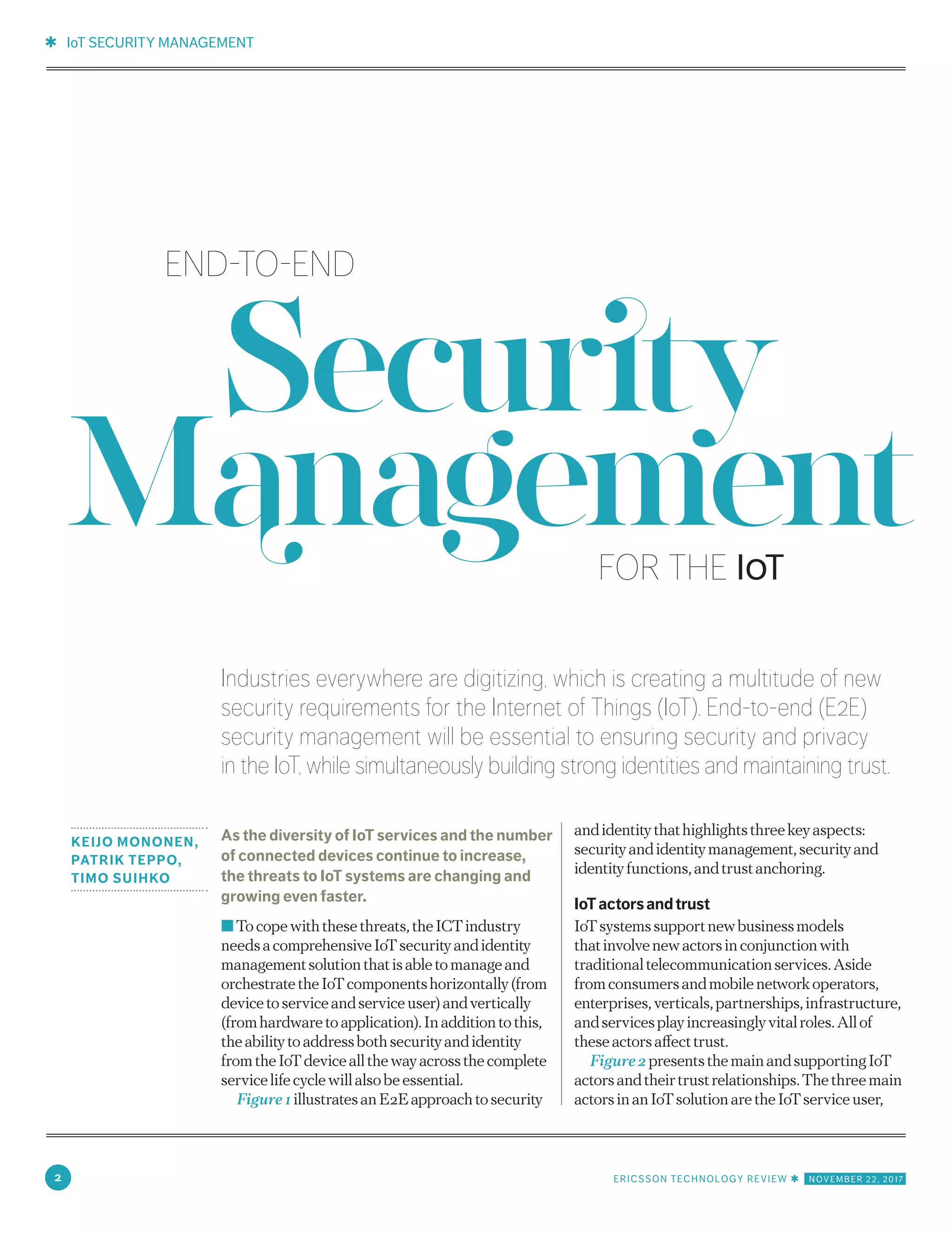 Ericsson Technology Review: End-to-end Security Management for the IoT ...