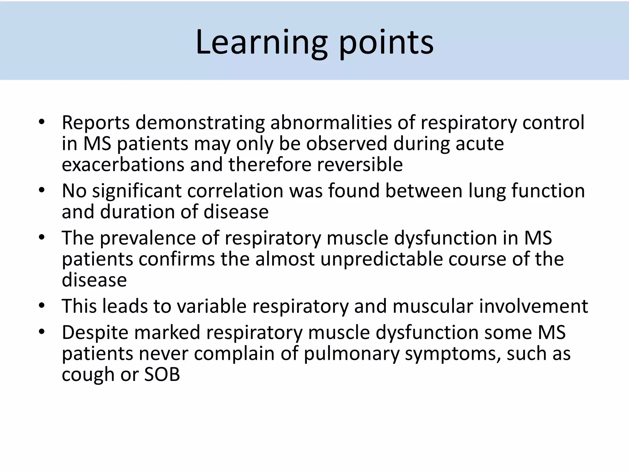 Managing Respiratory Symptoms in Advanced MS Rachael Moses | PPT