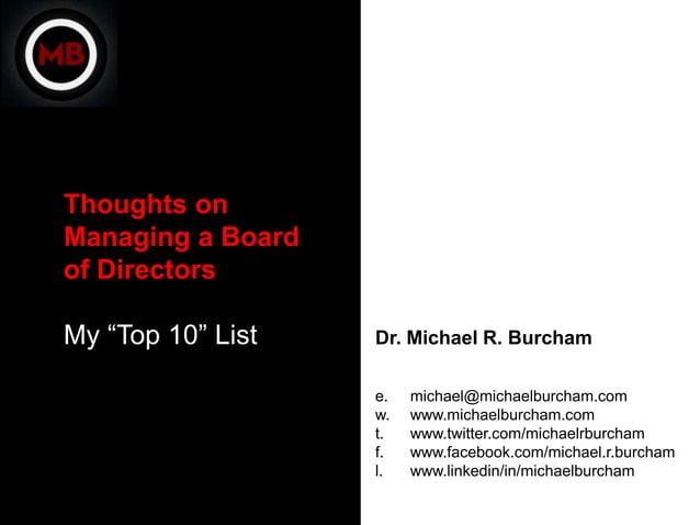 Managing a board of directors | PPT
