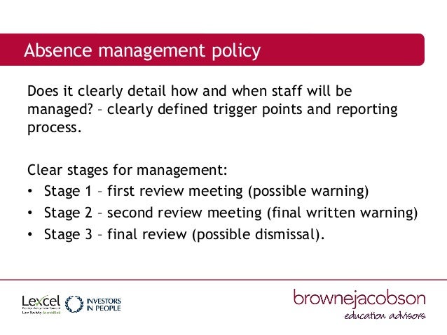 Managing absence - HR and employment law in education conference 2015…