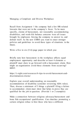 Managing a Compliant and Diverse WorkplaceRecall from Assi | PDF