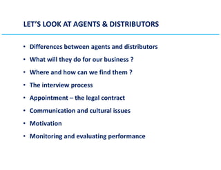 Managing an agent and distributor | PDF